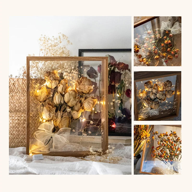 Flower-Display-Frame-Transparent-Bouquet-Flower-Wood-Frame-Display-Box ...