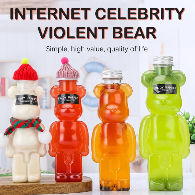 Cartoon-Milk-Tea-Bottle-Puppet-Bear-Shaped-Transparent-Thickened-Juice ...