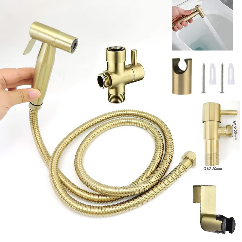 Stainless-steel-Gold-Toilet-Bidet-Sprayer-Faucet-wc-shower-Hand-head ...