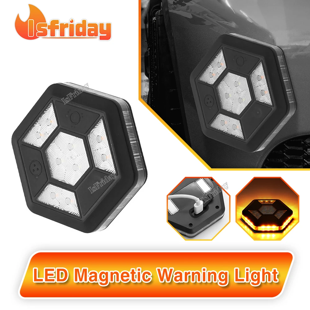 360-Degree-Rotating-LED-Magnetic-Warning-Light-Flashing-Rechargeable ...