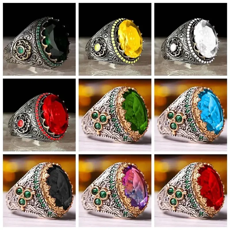 Bezel-Inlaid-Crystal-Luxury-Rings-for-men-Personality-Retro-Big ...