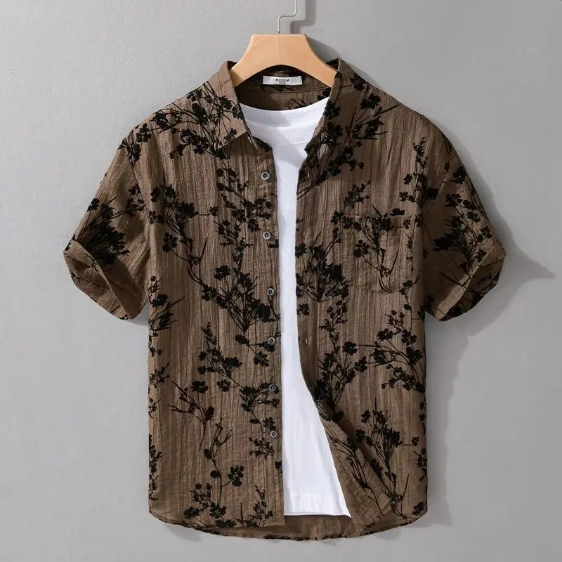 Trendy Printed Men's Short-sleeved Shirt Fashionable New Chinese Shirt ...