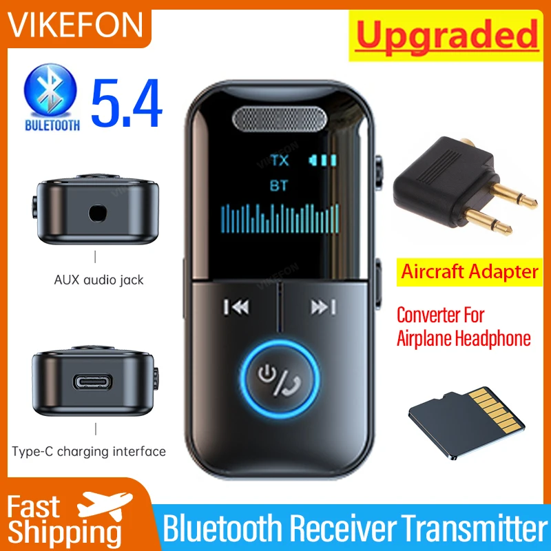 VIKEFON-Transmissor-Receptor-Bluetooth-5-4-Leitor-de-Cart-o-AUX-TF-3 ...