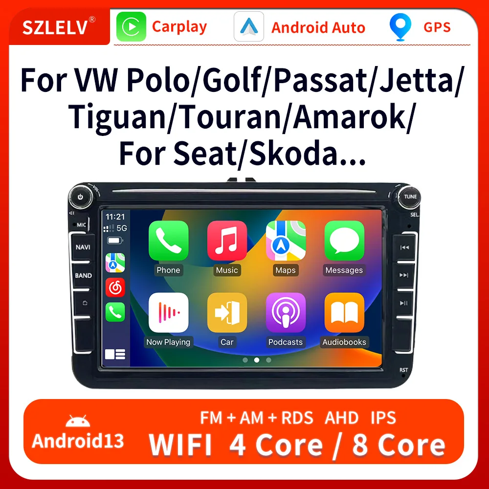 Android-13-2-Din-8inch-Auto-Car-Radio-Carplay-For-VW-Volkswagen-Polo ...
