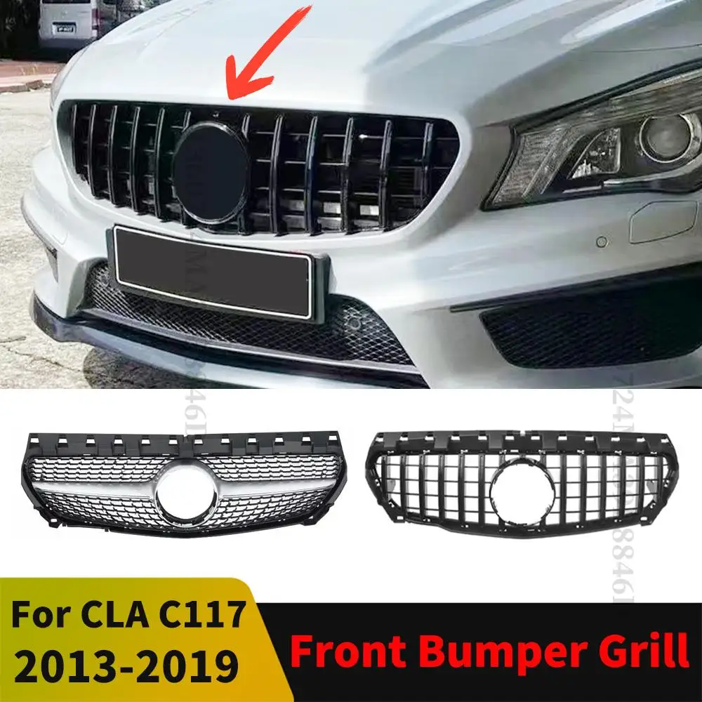 Front-Bumper-Grille-Inlet-Grill-GT-Diamond-For-Mercedes-C117-W117-Benz ...