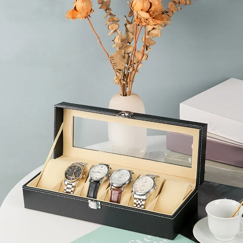 Elegant-Watch-Organizer-Box-with-PU-Leather-Finish-Sleek-Watch-Storage ...