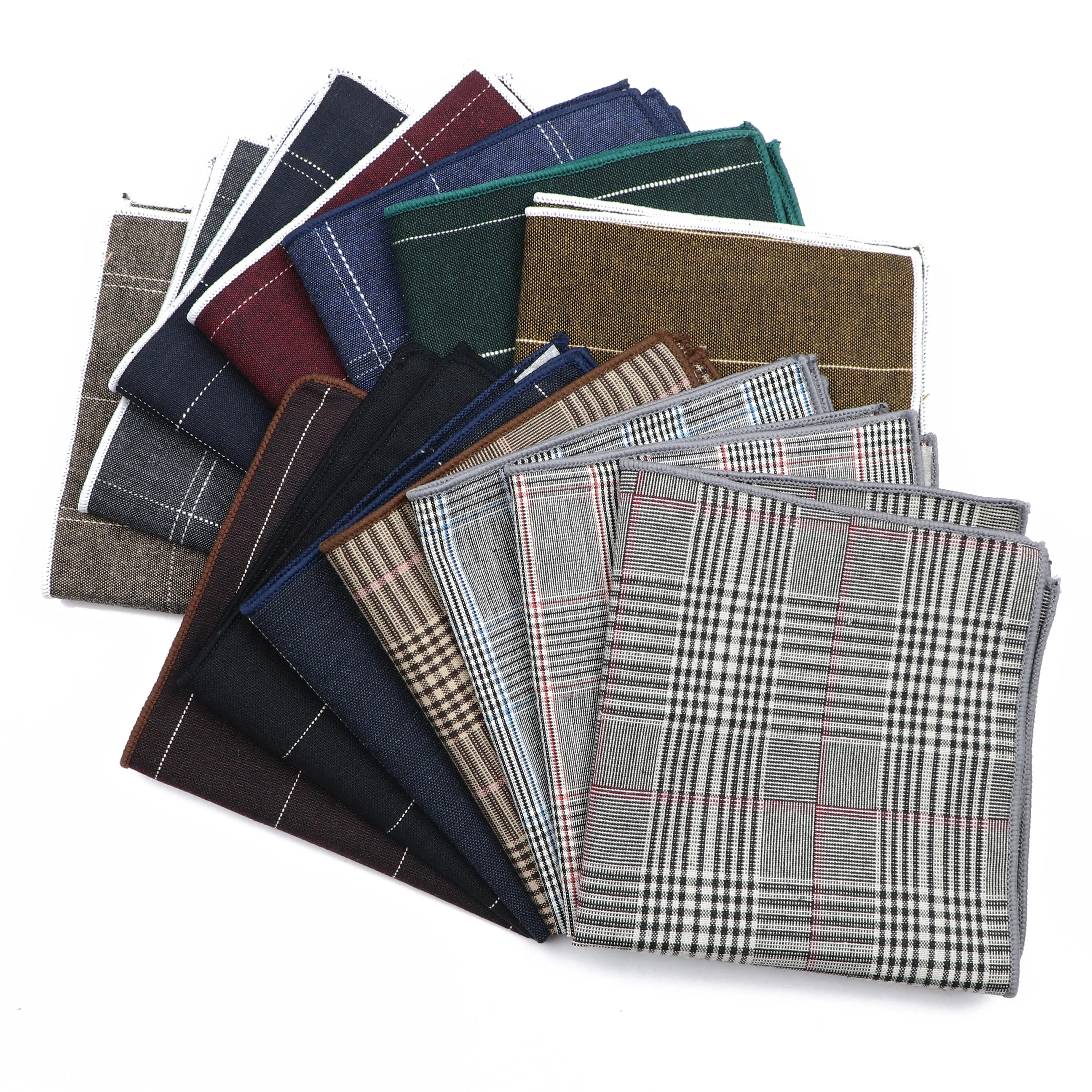 Fashion-Cotton-Plaid-Hankerchief-Scarves-Vintage-Grey-Black-Hankies-Men ...