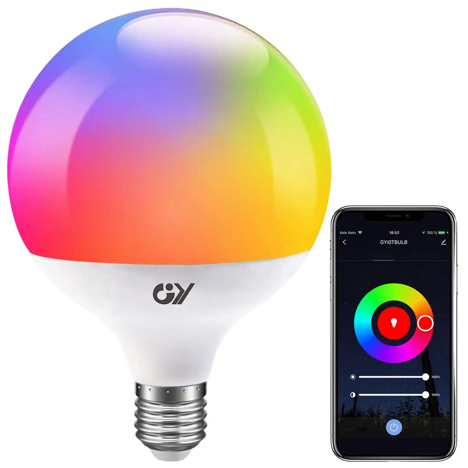 Gy Smart Bulb E27, 18w G125, Led Home Bulb, 1900 Lm, 3000k-6500k White ...