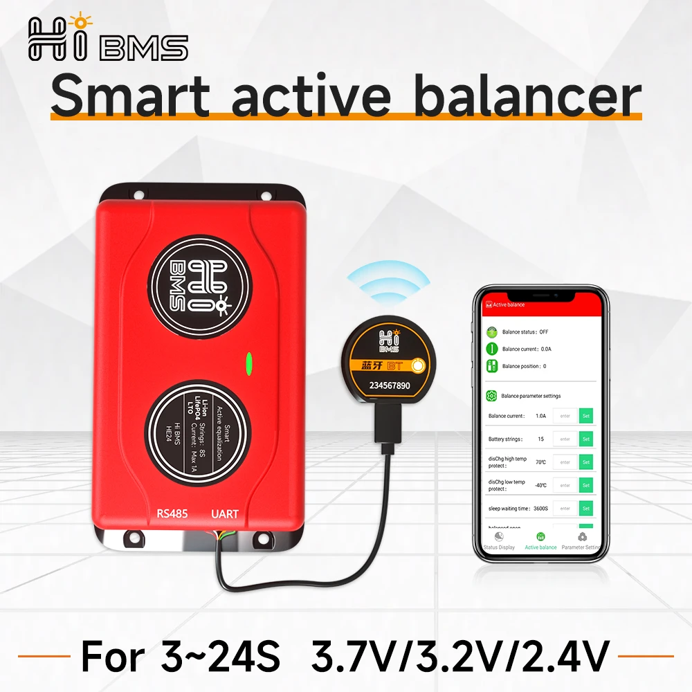 HIBMS Smart Active Balancer bms Lifepo4 Active Equalizer 4S Balanceador de Bateria 24v Load ...