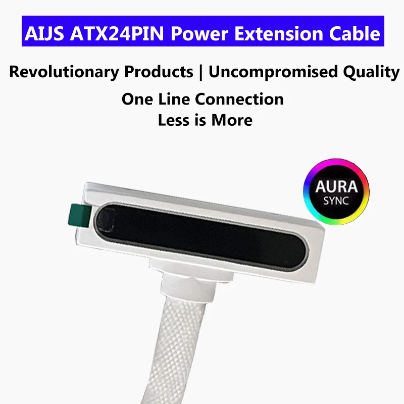 AIJS ATX 24PIN Motherboard Power Extension Cable With ARGB SYNC One-Line Connection PC Power ...