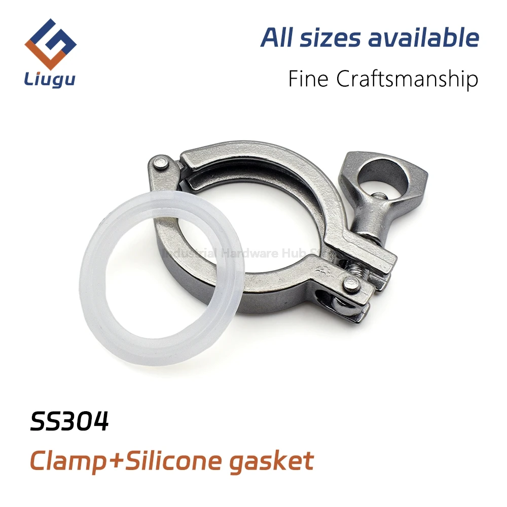 304 Stainless Steel Sanitary Tri Clamp+Silicon Gasket Set, 1"-8" 50.5 ...