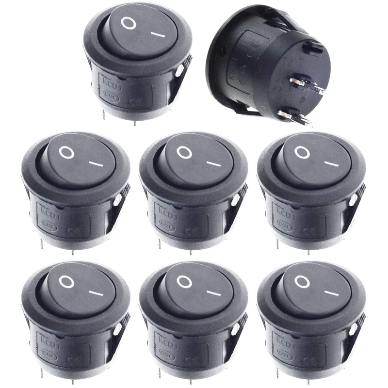 5-10pcs-Round-Rocker-Power-Switch-6A-250V-AC-2-Pin-2-Position-ON-Off ...
