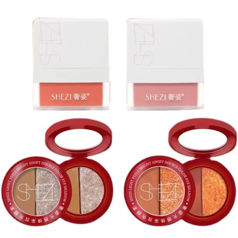 Shezi Sombra e Blush Charming Set Destaque Paleta Matte Glitter ...