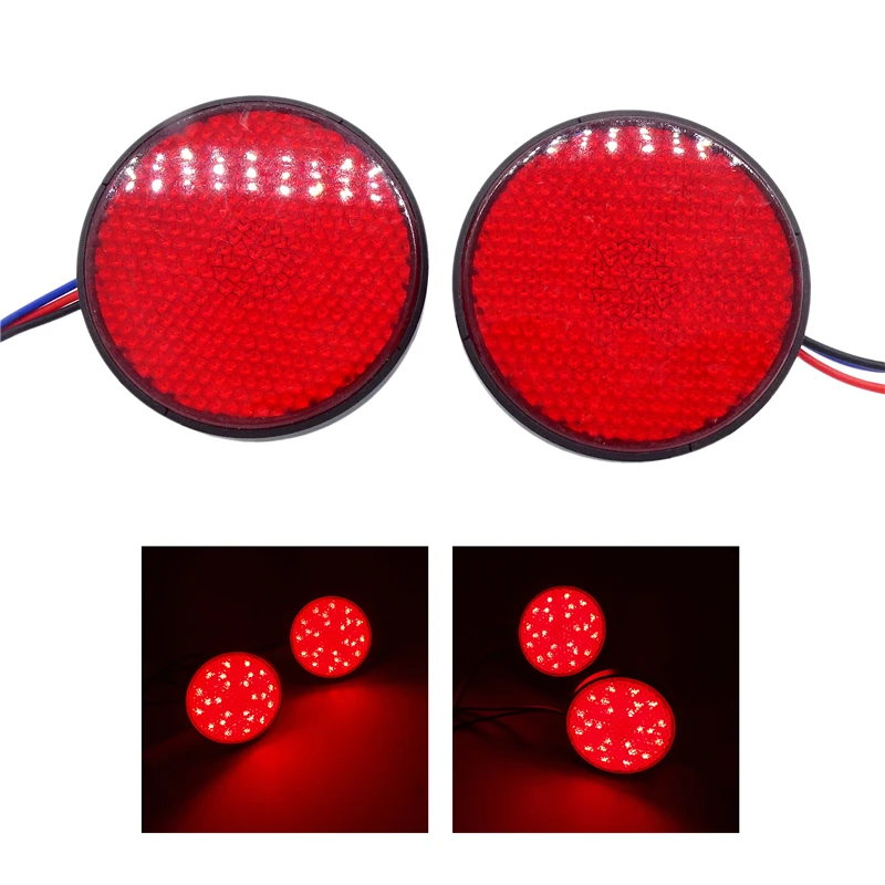 1 Pair Red 24 Smd Led Round Motorcycle Tail Light Universal 12v Mini ...