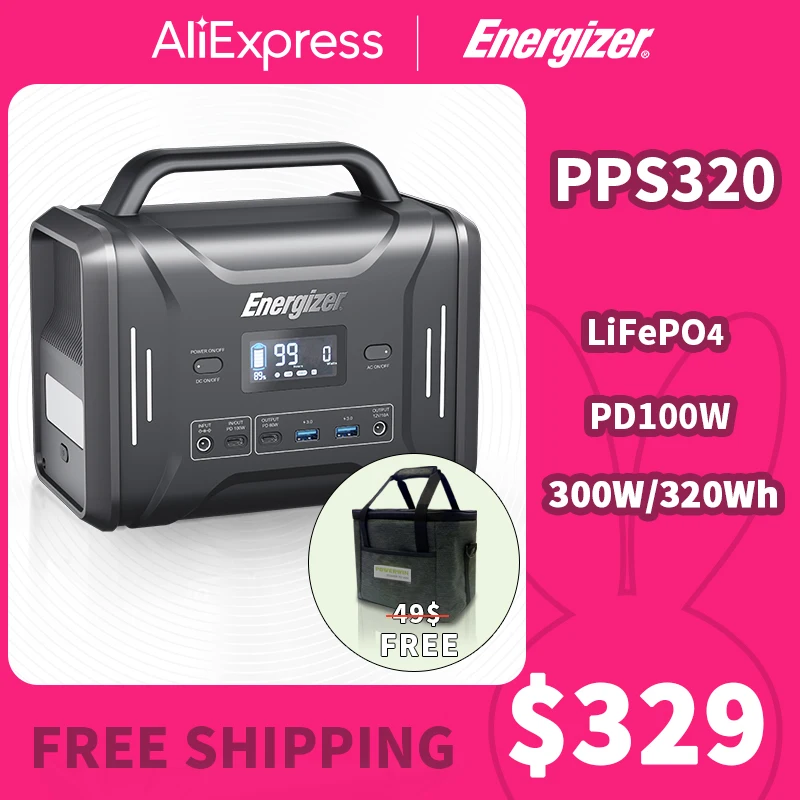 POWERWIN PPS320 Solar Generator 320Wh/300W 100Ah Energizer Portable ...