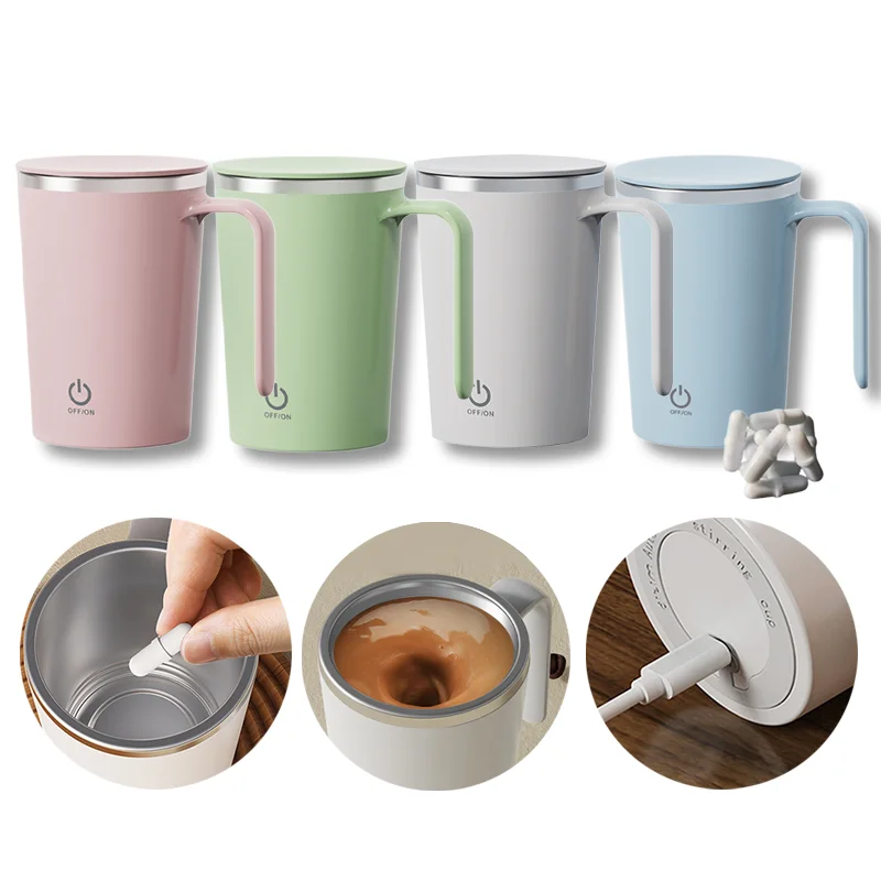 400ML Self Stirring Mug Stainless Steel Mix Coffee Tea Cup With Lid ...