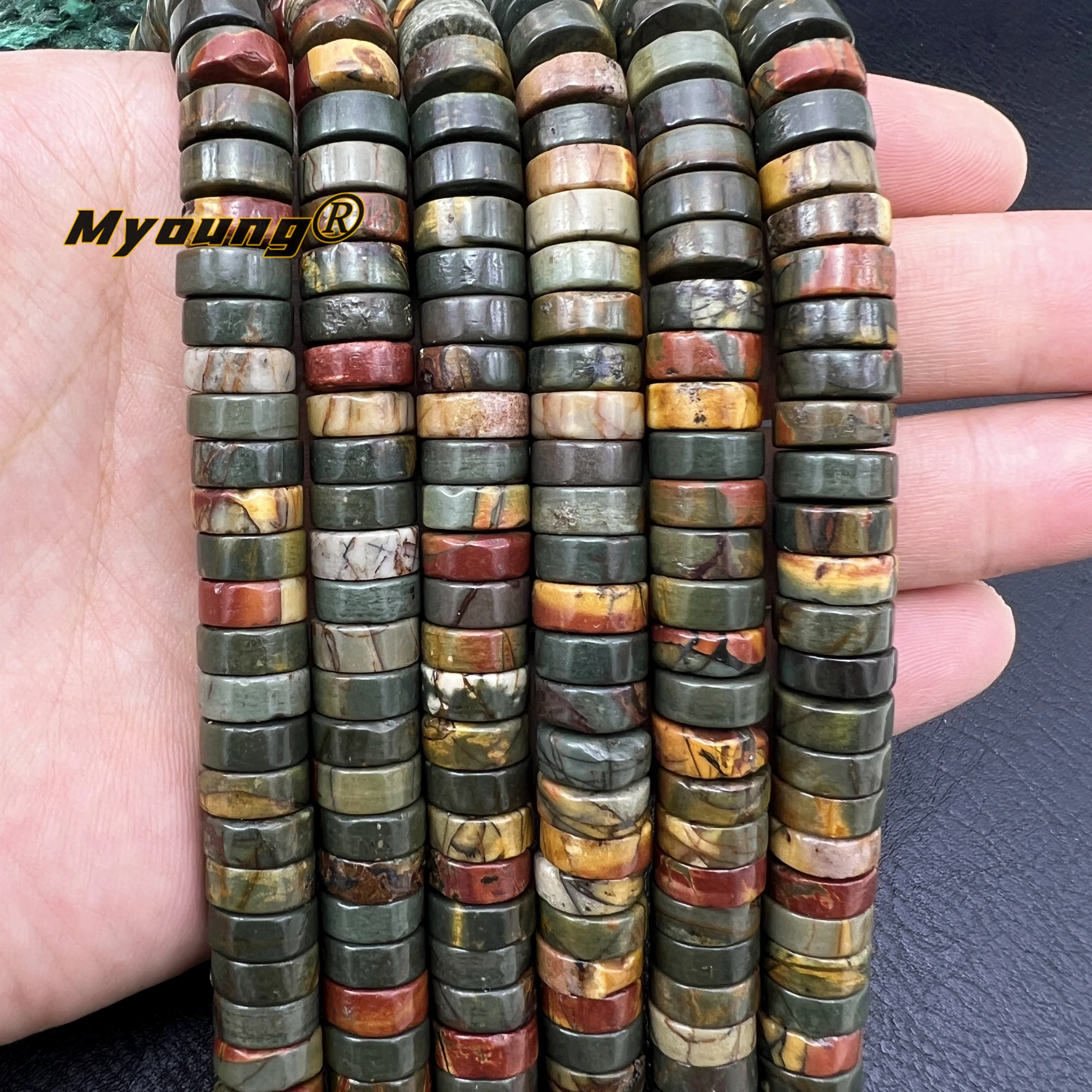 4x10MM-2Strands-Natural-Stone-Picasso-Jaspers-Wheel-Loose-Beads-For-DIY ...