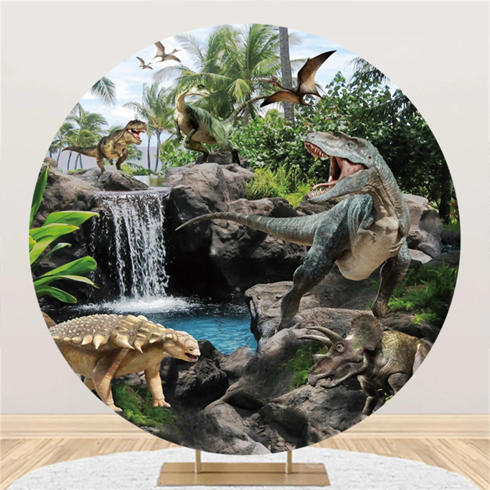 Jurassic Theme Party Background 7x5ft Volcanic Waterfall Dinosaur ...