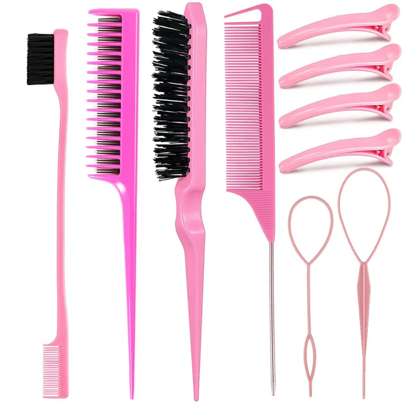 10pcs-Hair-Styling-Comb-Set-Teasing-Hair-Brush-Triple-Teasing-Comb-Rat ...