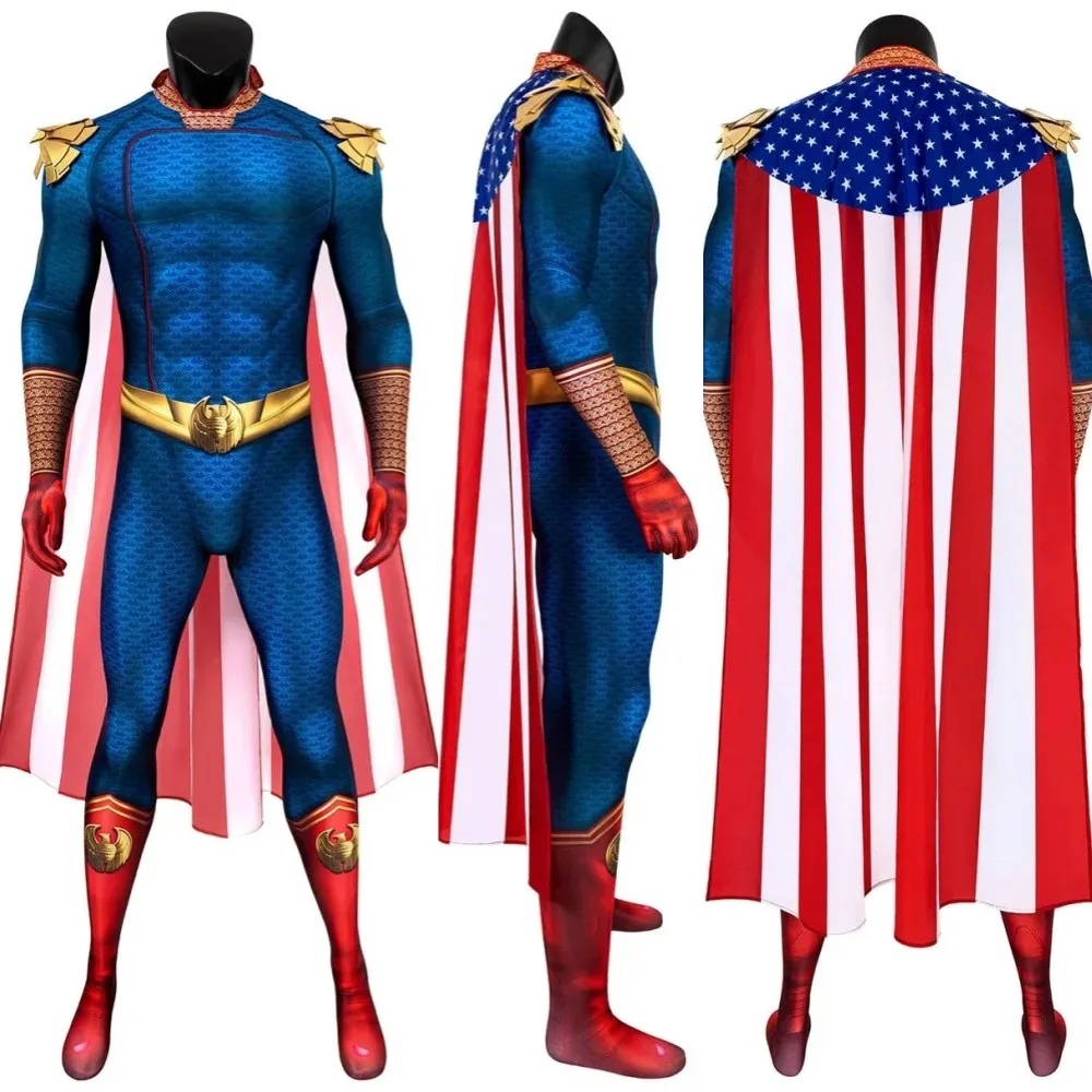 Homelander-Cosplay-Costume-para-Meninos-Roupa-de-Bodysuit-e-Manto-Sola ...