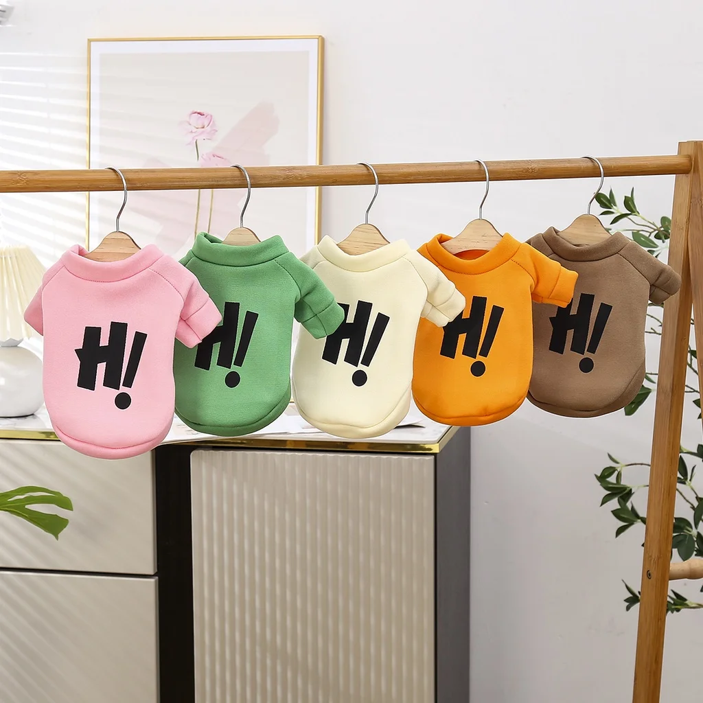 Pet Clothes Color Cartoon Letters Printed Sweater Dog Shirt Pet Warm ...