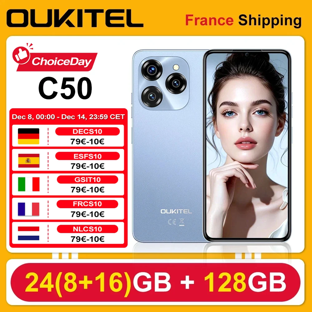 OUKITEL C50 5G Android 14 Smartphone 24GB(8+16) 128GB 5100mAh 50MP ...