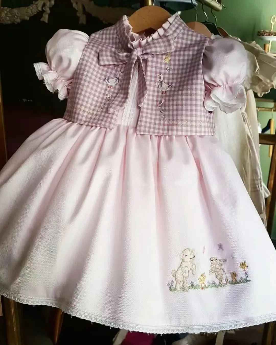 0-8Y-Baby-Girl-Boutique-Summer-Pink-Plaid-Rabbit-Embroidery-Turkish ...