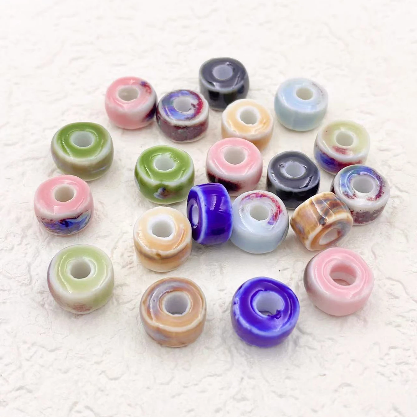 20-40PCS-10-6MM-Wheel-Round-Ceramic-Spacer-Beads-With-Hole-Candy-Color ...