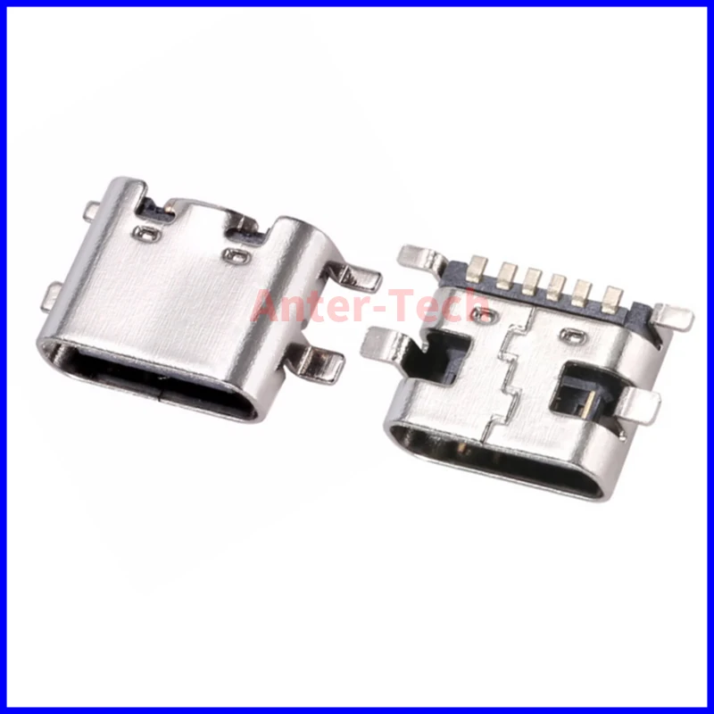 20pcs 6 Pin Smt Socket Connector Micro Usb Type C 3.1 Female Placement ...