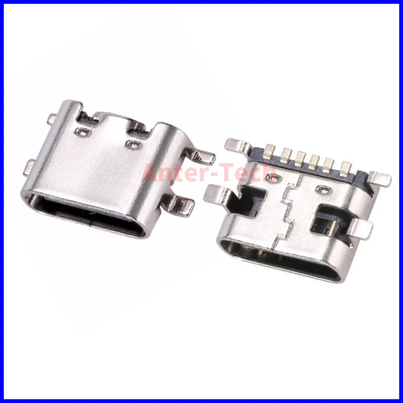 20pcs 6 Pin Smt Socket Connector Micro Usb Type C 3.1 Female Placement ...
