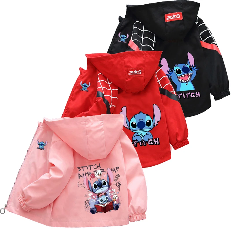 New-Spring-Autumn-Cartoon-Thin-style-Children-costume-boys-Stitch-Coats-Jacket-girls-Hooded-Coat ...