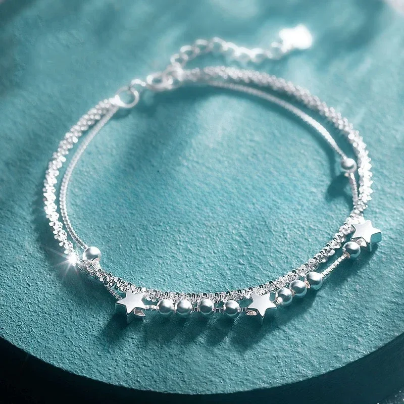 Fashion-925-Sterling-Silver-Star-Bracelet-for-Women-Luxury-Adjustable ...