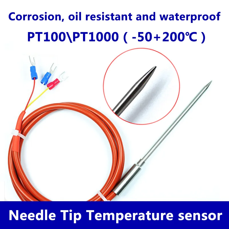 Waterproof Needle Tip Temperature Sensor Probe PT100 PT1000 RTD ...