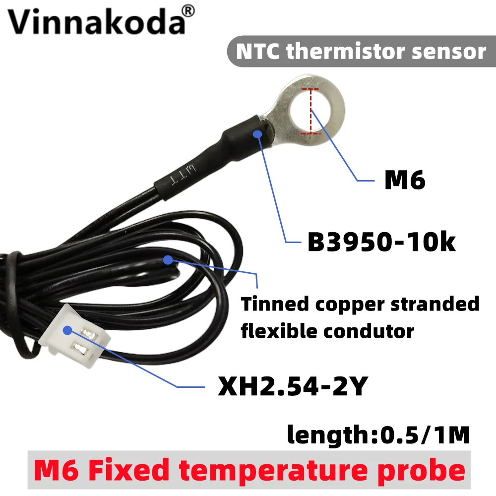 M6 surface fixed temperature probe NTC -10K B3950 1% thermistor ...