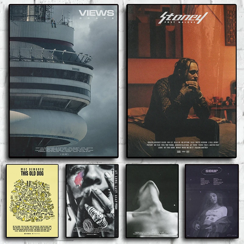 Music Album Hip Hop Drake Post Malone Star Rap 80S Retro Posters Canvas ...
