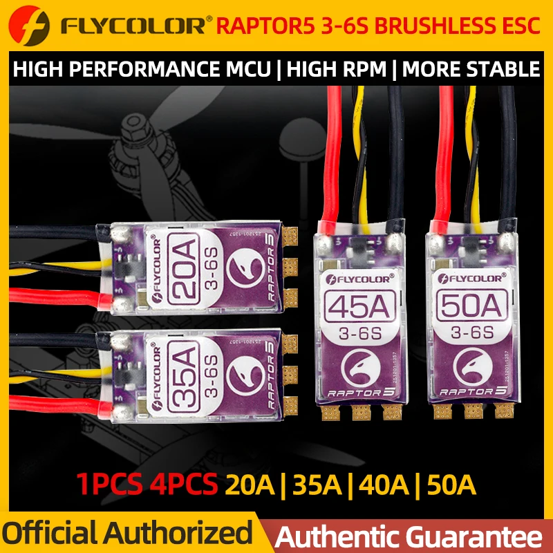 4PCS-FLYCOLOR-RAPTOR5-20A-35A-45A-50A-BLHeli-32-ESC-3-6S-Brushless ...