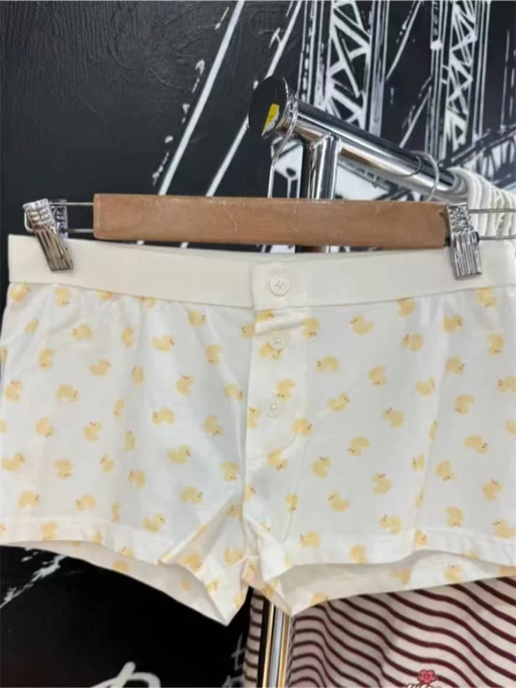 Sweet-Women-Beige-Duck-Printed-Shorts-2024-Fashion-Summer-Ladies ...