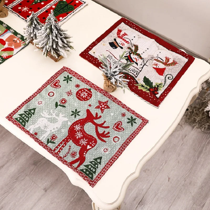 33-47CM-Christmas-Placemat-Linen-Table-Mats-Kitchen-Placemats-Santa ...