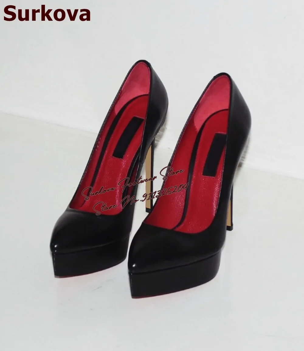Surkova, zapatos de tacón alto con plataforma, color negro mate ...