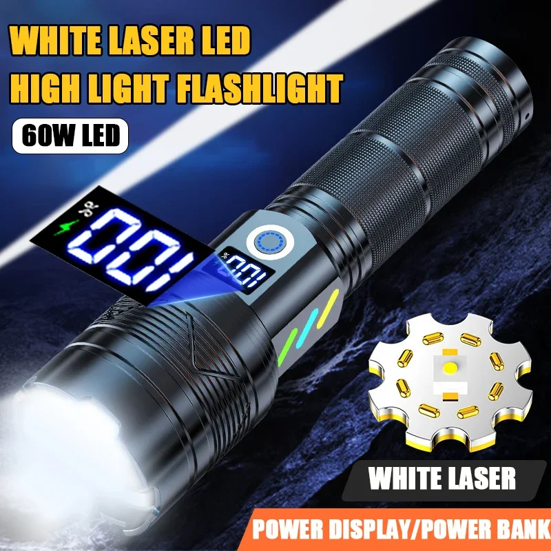 White-Laser-60W-LED-High-Power-Flashlight-Ultra-Powerful-LED-Flash ...