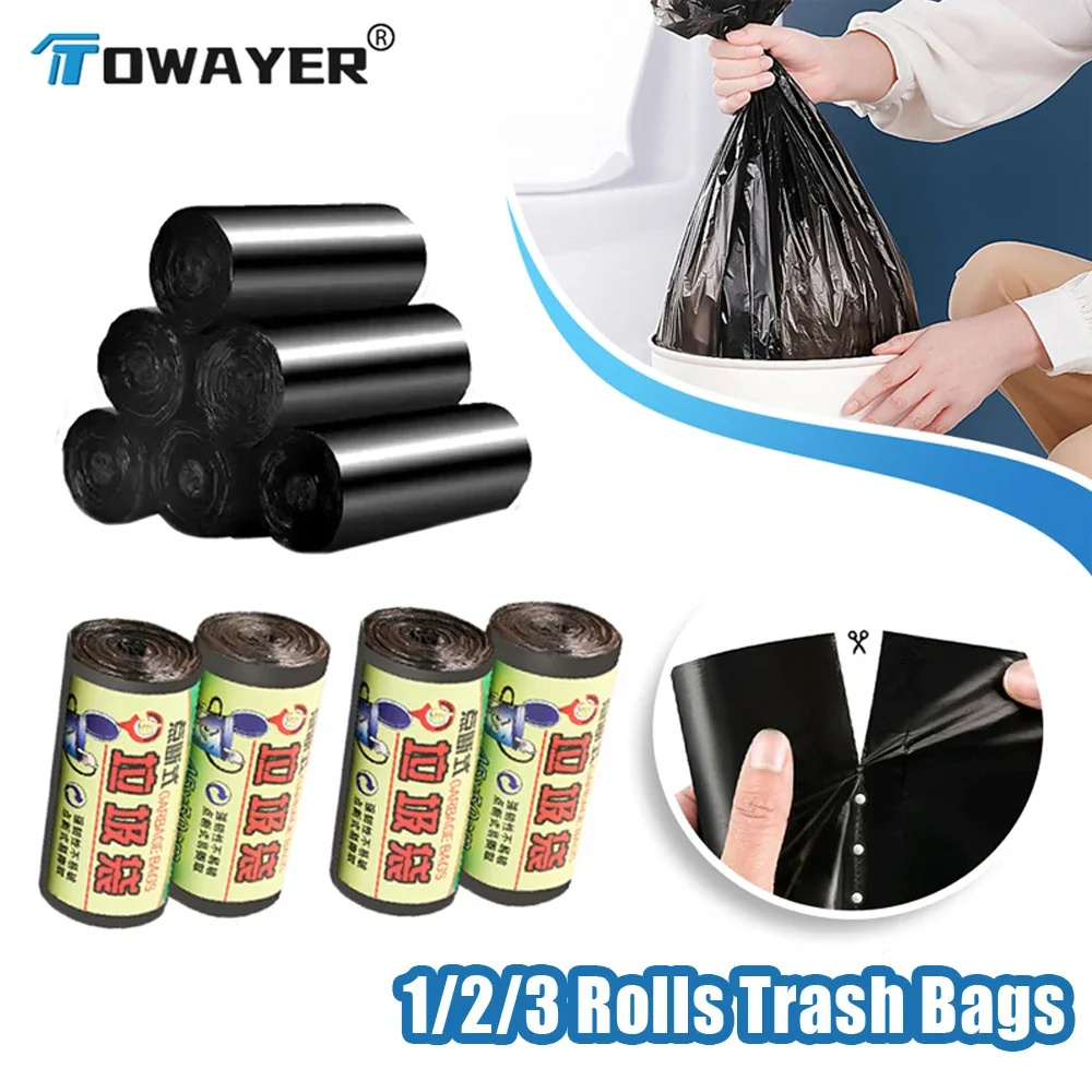 1-2-3-Rolls-Garbage-Bags-Thick-Convenient-Environmental-Plastic-Trash ...