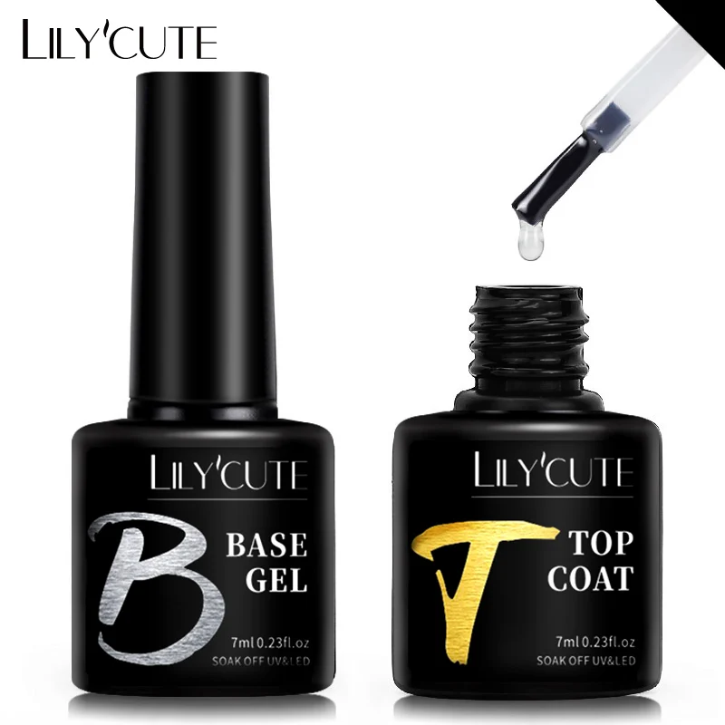 LILYCUTE Esmalte Gel Colorido, Top Coat, Base Nowipe, Semi Permanente, Soak Off, LED UV, Nail ...