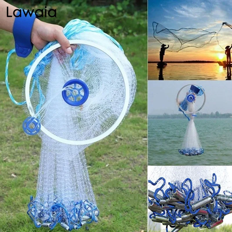 Lawaia-Hand-Cast-Net-Monofilament-Fishing-Line-Folding-Mesh-Nylon ...