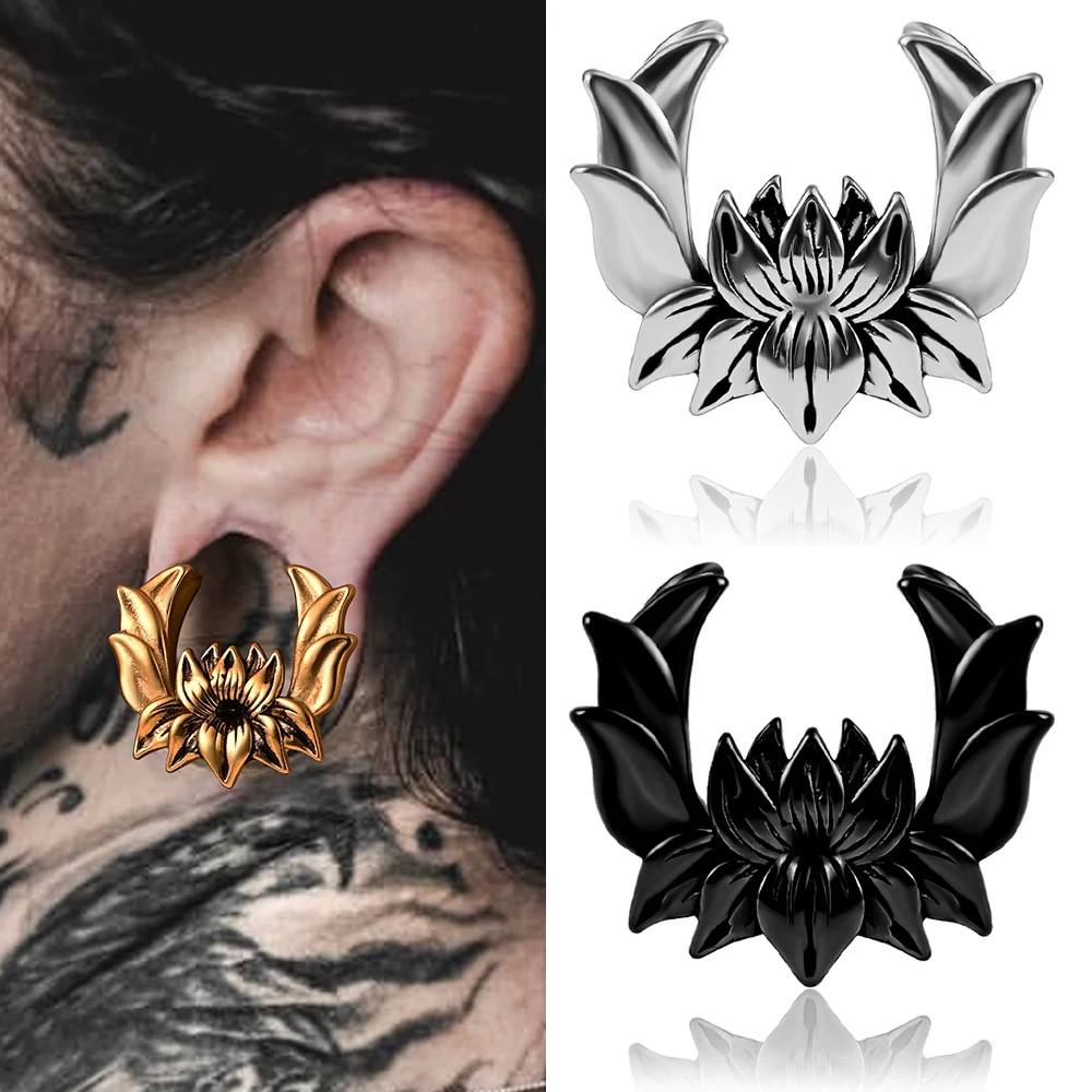 Doearko-2PCS-Elegant-Floral-Saddle-Plugs-Ear-Tunnels-Gauges-Piercing ...