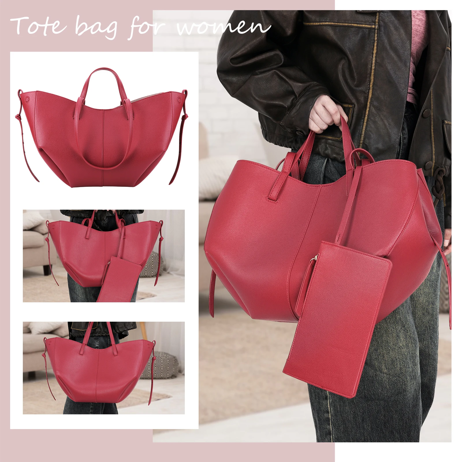 Women-Simple-Shopping-Bag-Large-Capacity-Solid-Color-Bag-PU-Leather ...