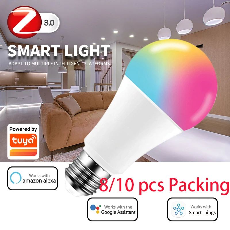 10 pcs Zigbee 3.0 LED Light Bulbs RGB 12W 15W 18W E27 Tuya Smart WiFi LED Lamp For Home Room ...