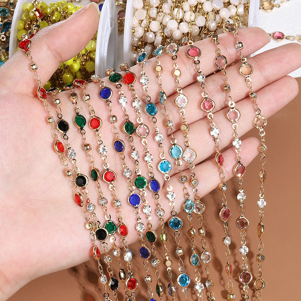 1meter-Colorful-Crystal-Beads-Chains-Glass-Rhinestone-KC-Gold-Color ...