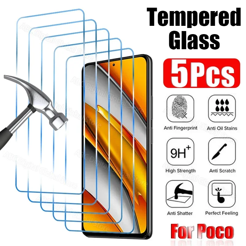5PCS-Tempered-Glass-for-Poco-F5-X5-X4-X3-F2-Pro-Screen-Protector-for ...