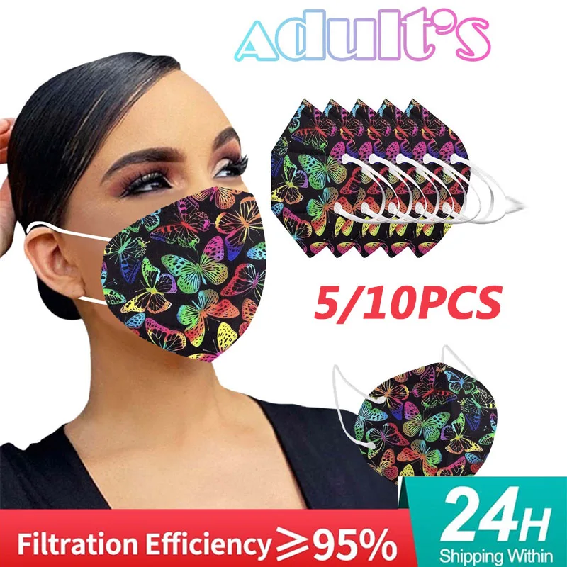 Adult 5 Layers CE FFP2 KN95 Mask Respirator Fabric Face Mask FFP2 ...
