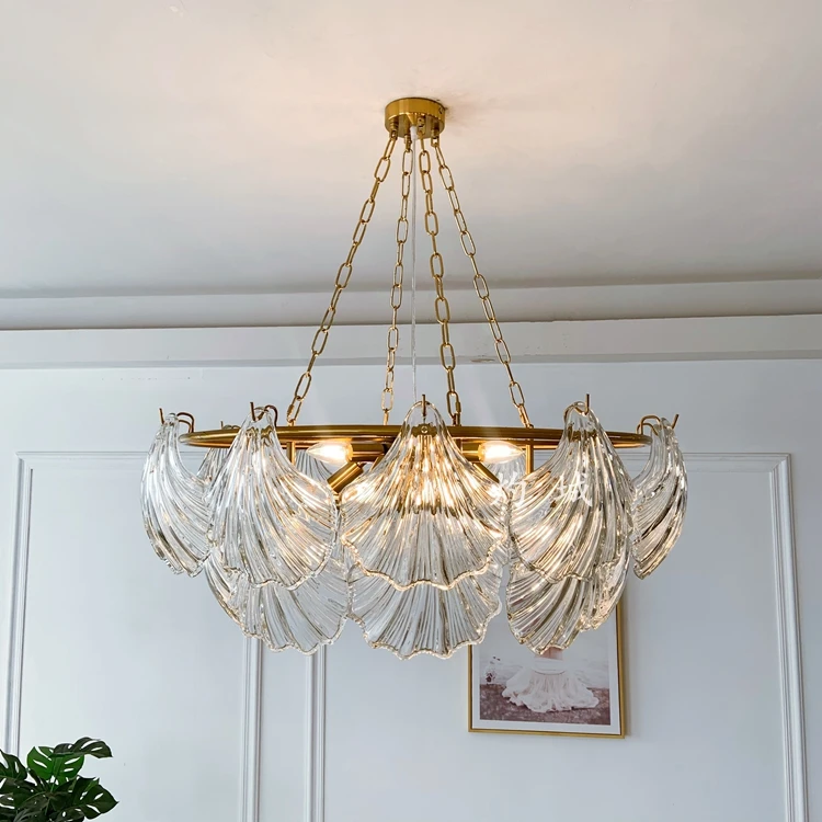 Shell-shape-glass-chandelier-living-room-bedroom-study-chandelier ...